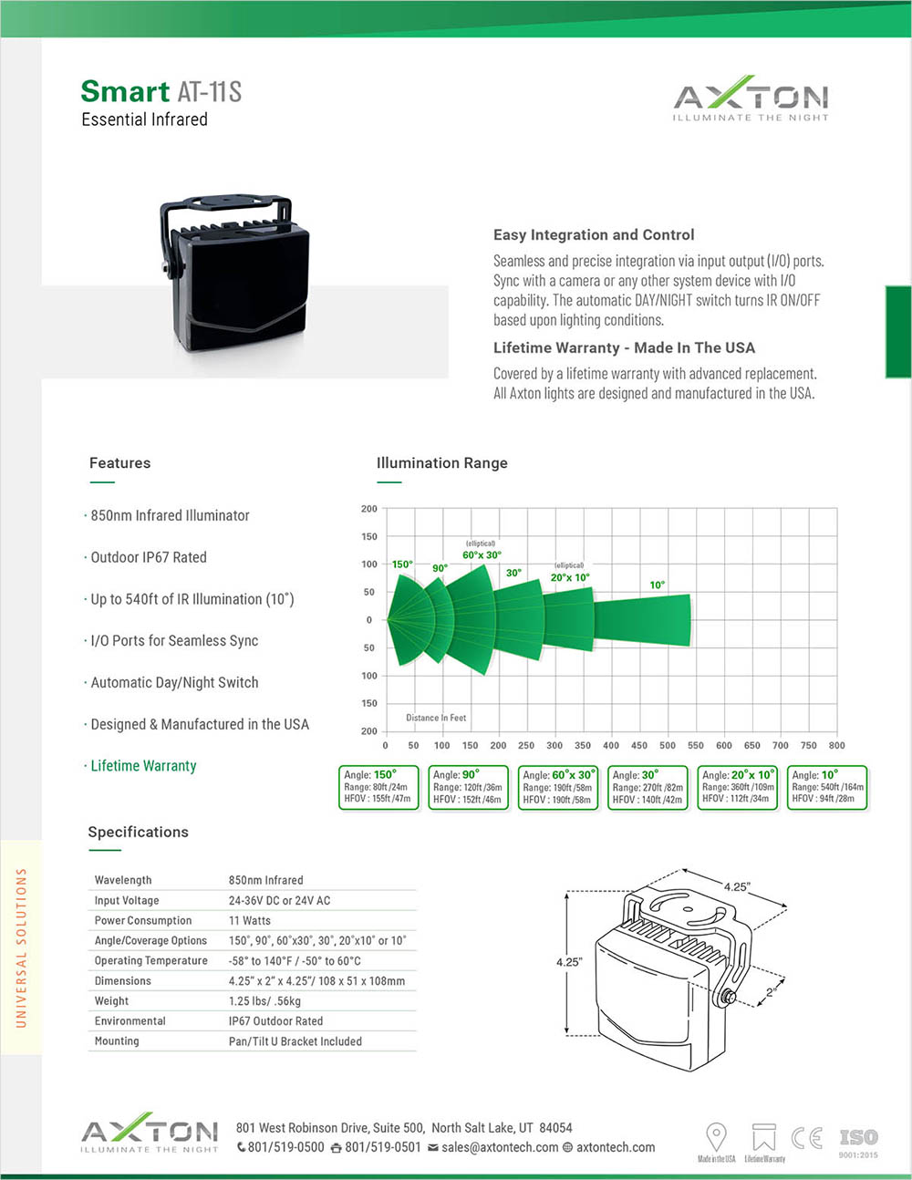 AXTON IR Illuminator | Smart AT-11S | Security Camera Infrared Floodlight