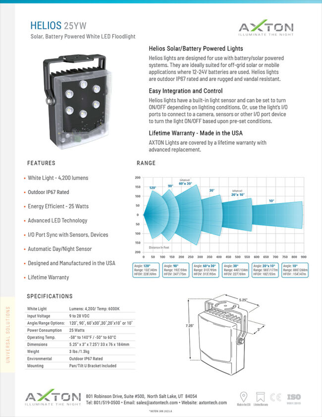 Solar Powered, Battery, Floodlight | HELIOS 11YW - 4,200 Lm