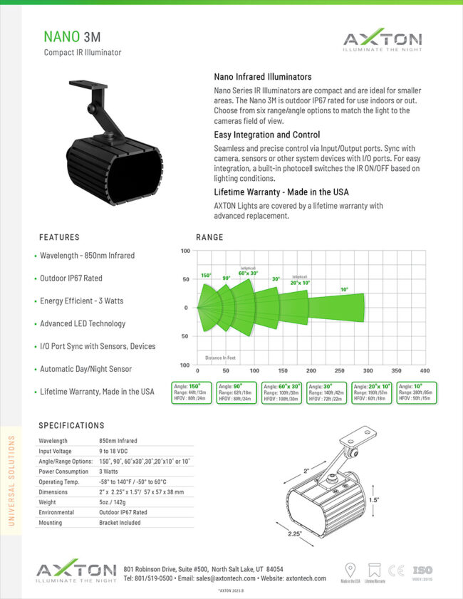 IR Security Light | NANO 3M Compact LED Infrared Floodlight