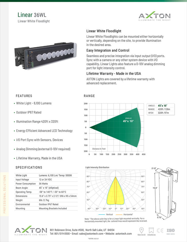 AXTON Linear Light - Long Range White LED Floodlight - 36W