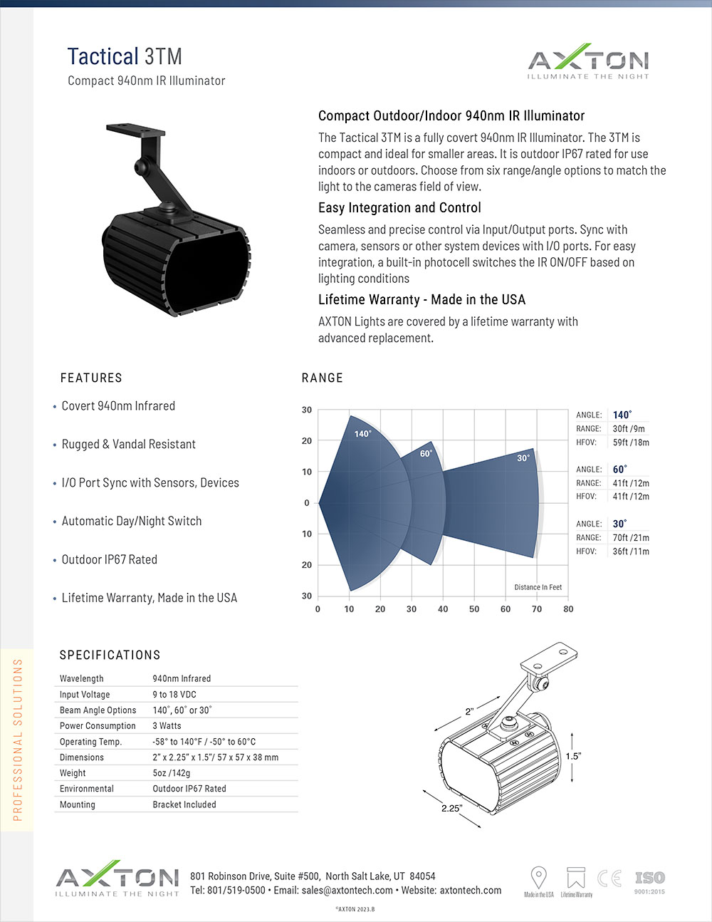 940nm IR Illuminator, Tactical 3TM - Small infrared spotlight
